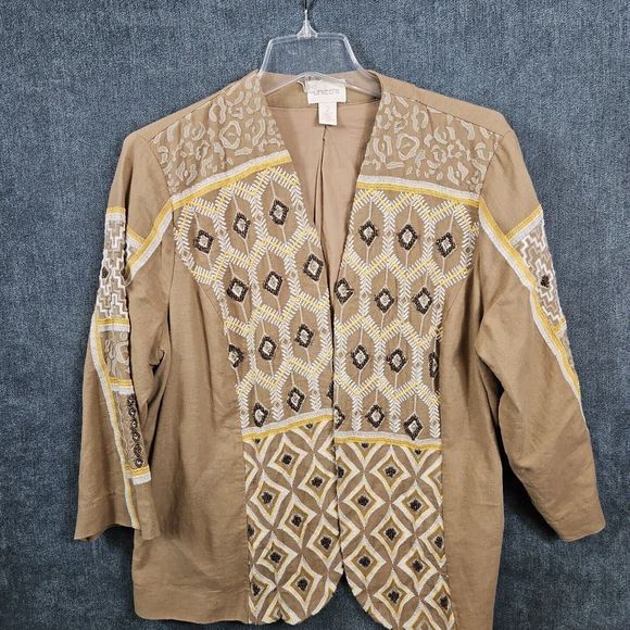 Chico's | Jackets & Coats | Chicos Jacket Womens 2 Us Lg Beige ...